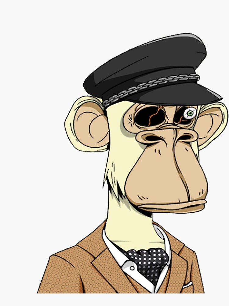 "Monkey NFT Bored Ape Yacht Club #8 funny nft gift idea" Sticker for ...
