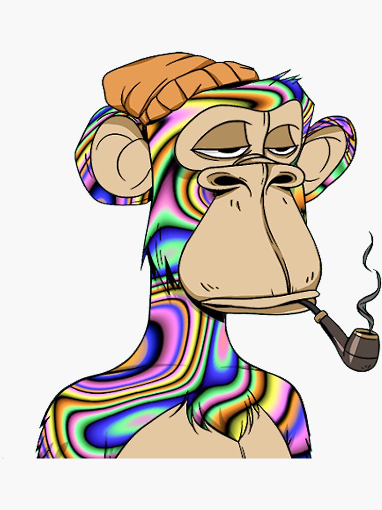 "Monkey NFT Bored Ape Yacht Club #23 funny nft gift idea" Sticker for ...