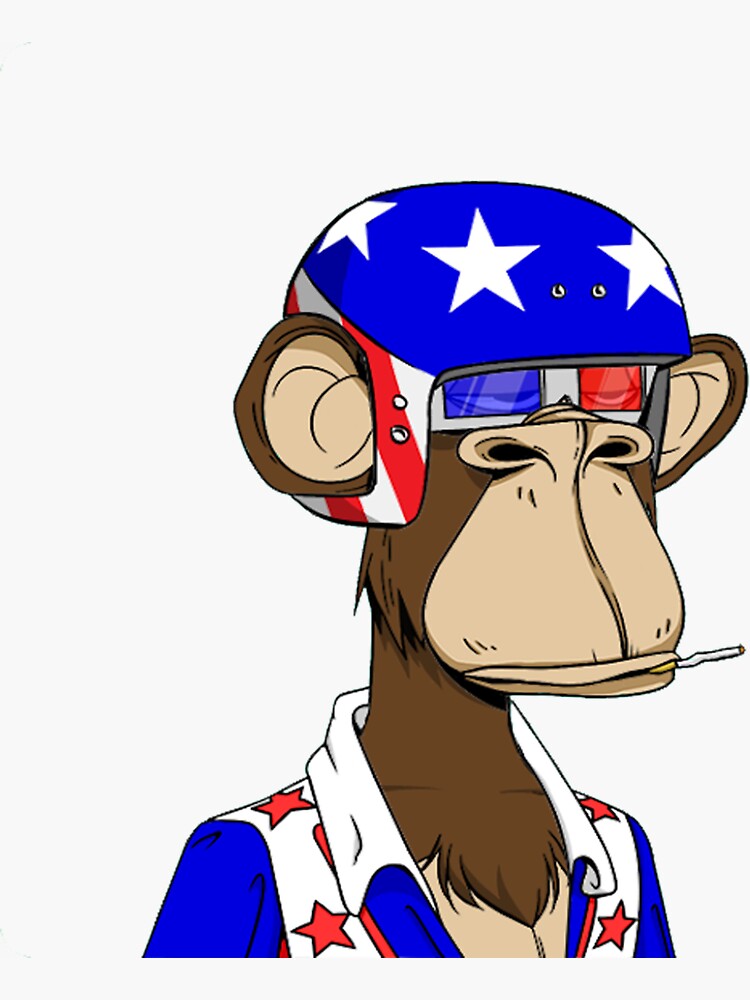 "Monkey NFT Bored Ape Yacht Club #26 funny nft gift idea" Sticker for ...
