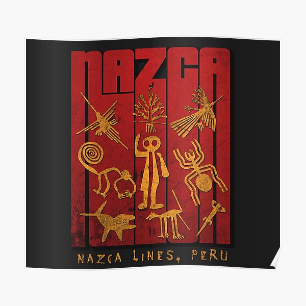 Peruvian nazca lines prints Peruvian travel art set of 2 primitive ...