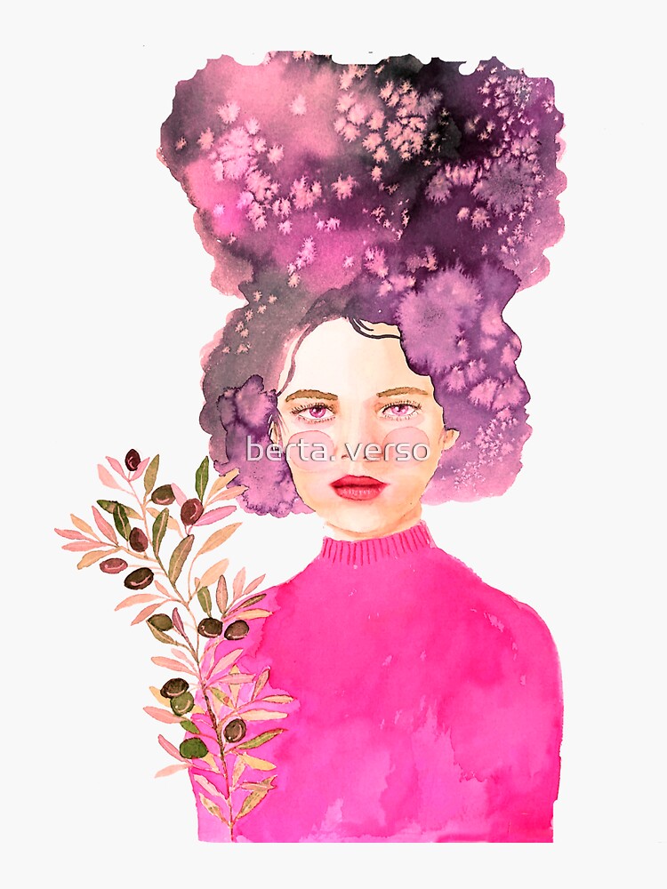 "Woman in pink in very peri background. Peace" Sticker by Inspiracion ...