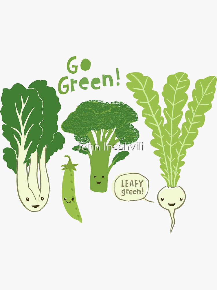 "Go Green! (Leafy Green!) Happy Garden Vegetables" Sticker by ...
