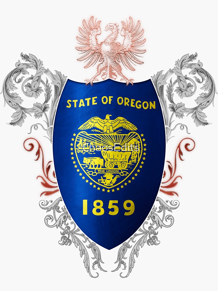 "Oregon flag medieval heraldry coat of arms style" Sticker for Sale by ...