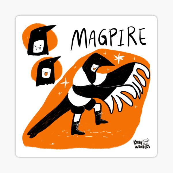 "Beware the Magpire! Vampire Magpie Illustration" Sticker for Sale by ...
