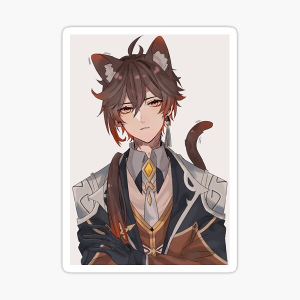 "zhong li genshin impackt zhong cat " Sticker for Sale by Virpex ...