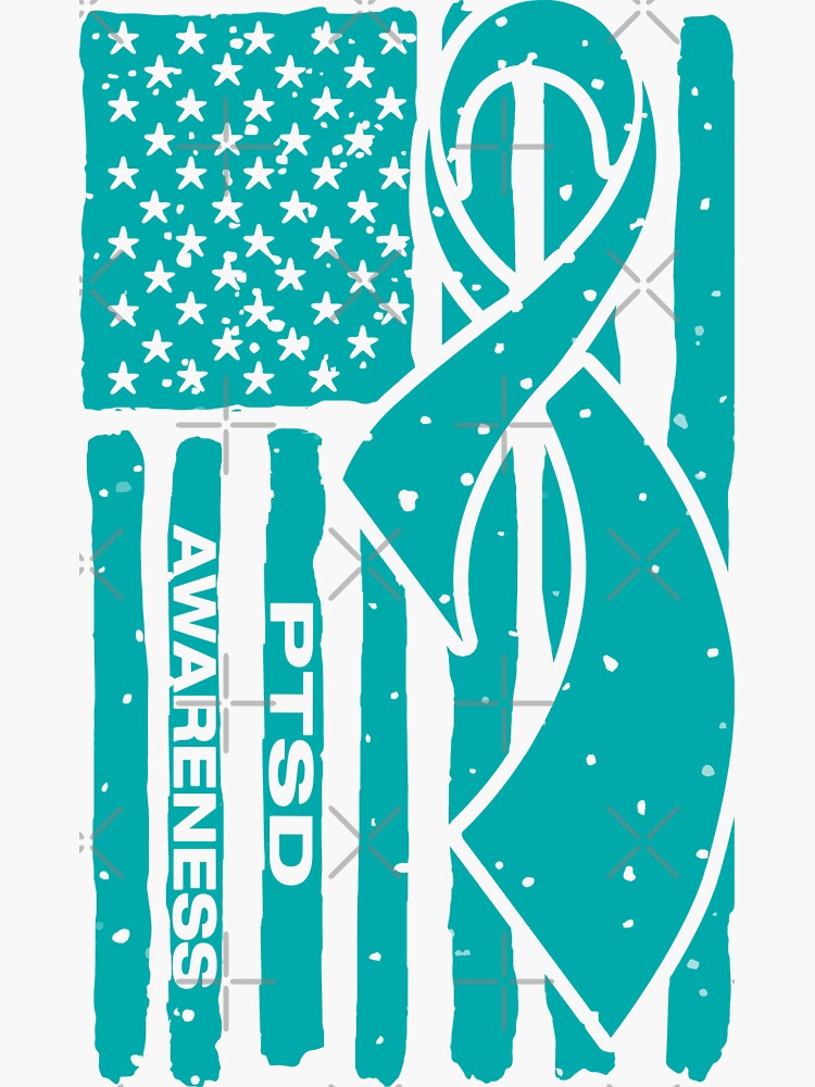 "PTSD Awareness Ribbon American Flag" Sticker by Tadmab | Redbubble
