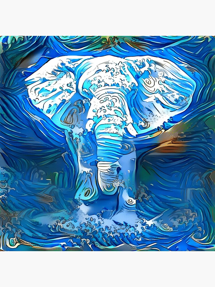 Poster « Oeuvre de chat bleu, impression d'éléphant bleu, art abstrait ...