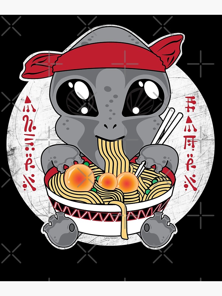"Kawaii Alien Eating Ramen" Poster for Sale by PEHardy-Designs | Redbubble