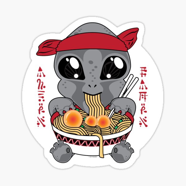 "Kawaii Alien Eating Ramen" Sticker for Sale by PEHardy-Designs | Redbubble