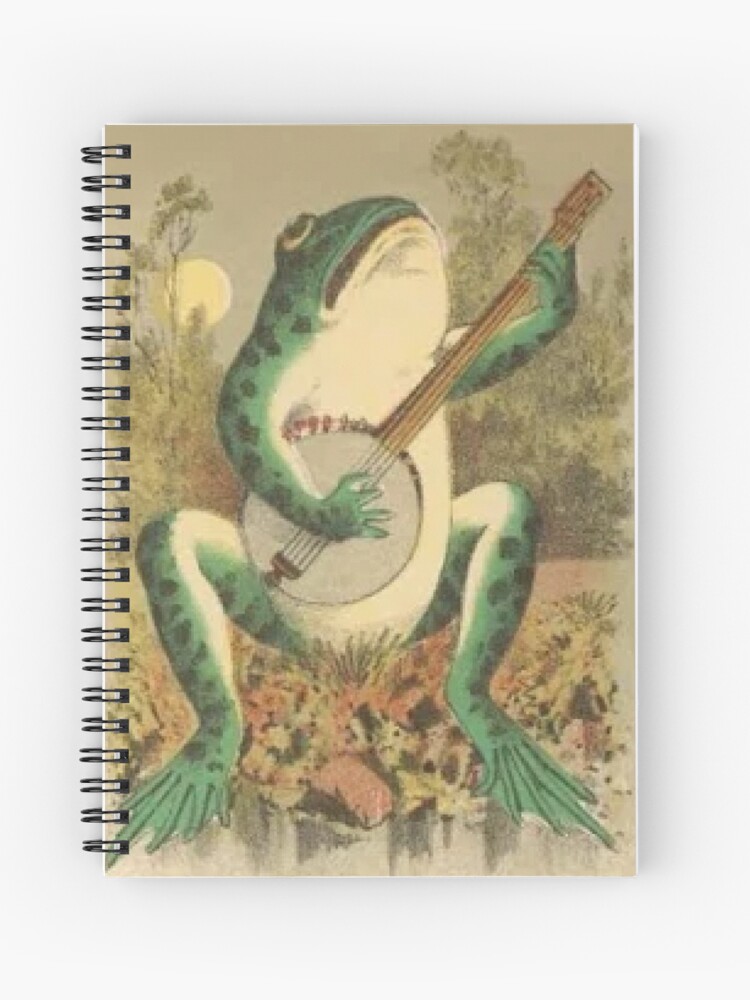 "Vintage Whimsical Frog Playing The Banjo In The Moonlight, Ribbit. Fun ...