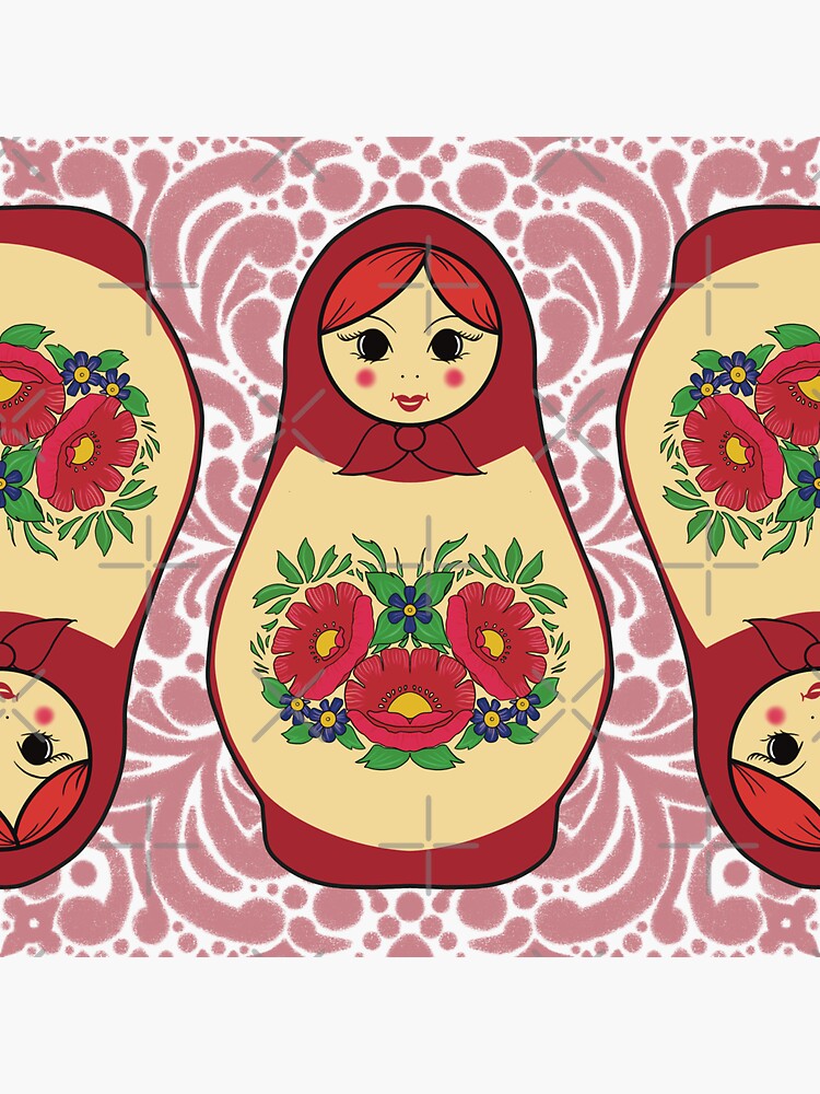 "Matryoshka illustration" Sticker by Milamara | Redbubble