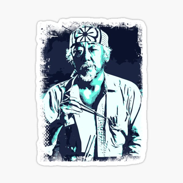 "Mr. Miyagi with Chopsticks" Sticker for Sale by reactionstudios ...