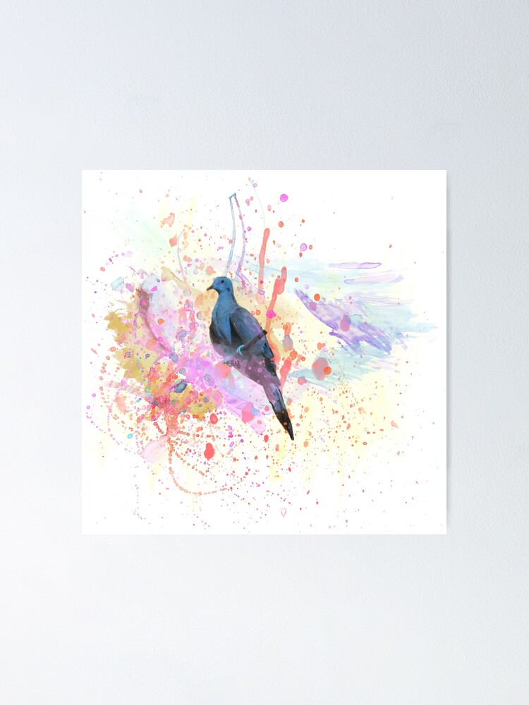 "Paint-splatter Watercolor Bird [0.2] Transparent" Poster by ...