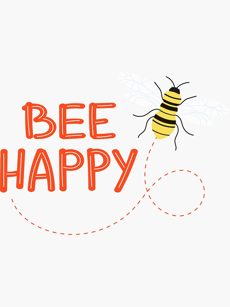 "Cute Bee Happy Logo " Sticker by peachtreehaze | Redbubble