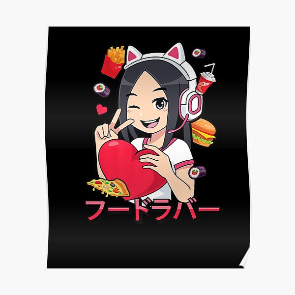 "Cute Kawaii Anime Girl Fast Food Japanese Aesthetics Premium" Poster ...
