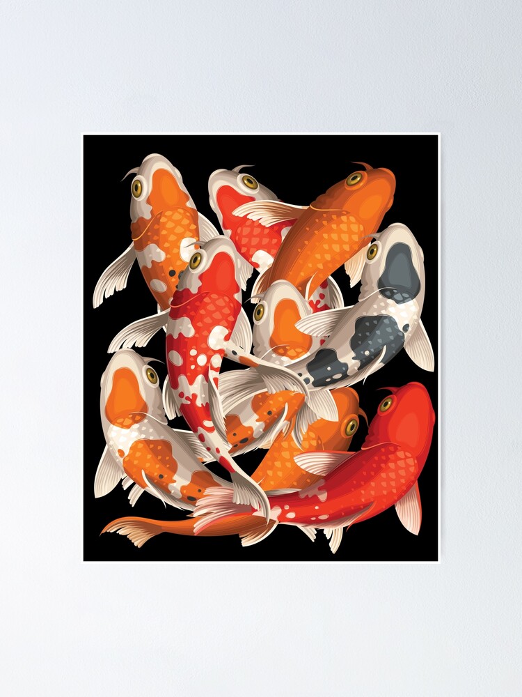 "Koi Fish Pond Art - Black" Poster for Sale by johnta17 | Redbubble