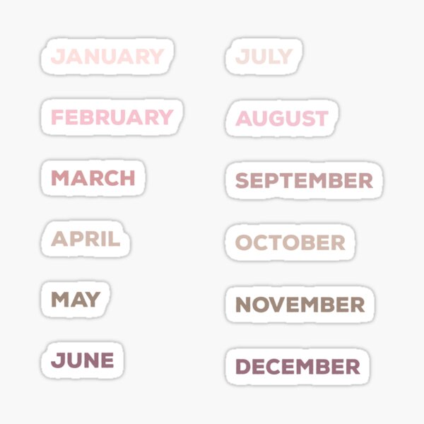 "Month Headers Pack " Sticker for Sale by CoolSkin | Redbubble