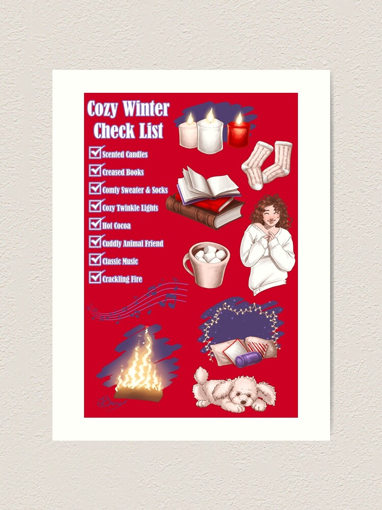 "Cozy Winter Check List (on red)" Art Print for Sale by BrinaArt ...