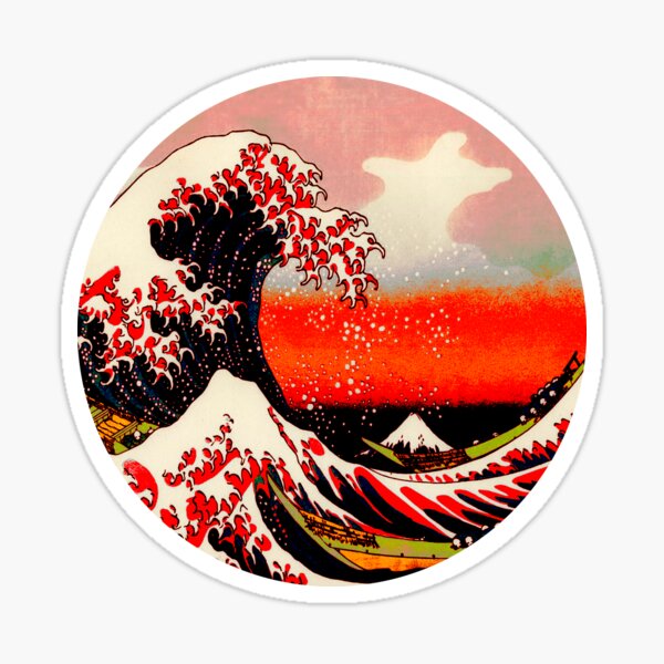 "Wave Retro Red Graphic 80s Japanese inspired" Sticker by ...