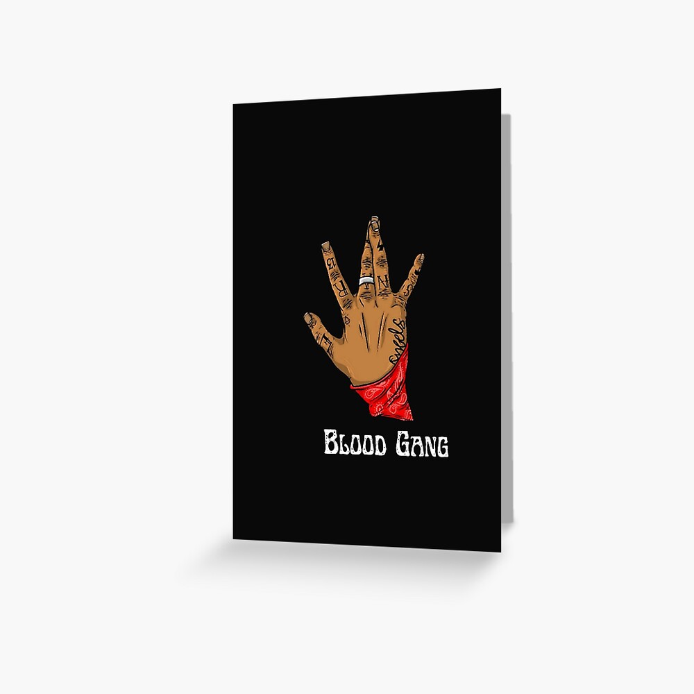 "Blood Gang Hand Symbol - Drawing" Greeting Card for Sale by Nikefc ...