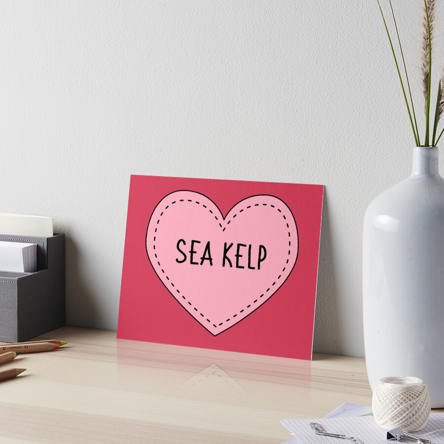 "Sea Kelp Cute Pink Heart Stitches Edible Seaweed" Art Board Print by ...