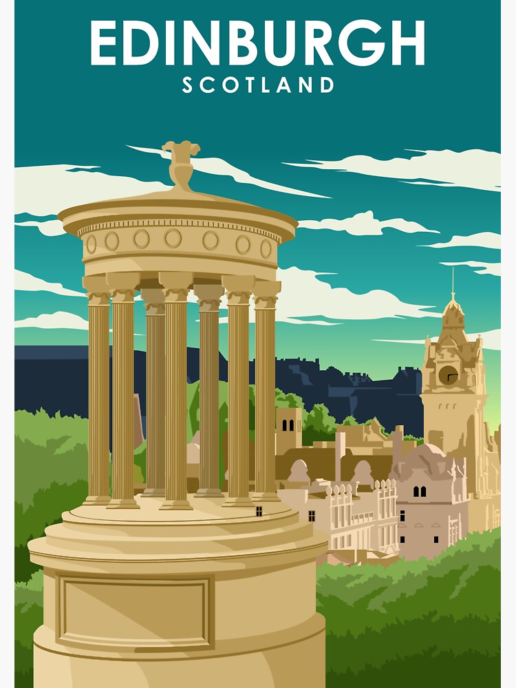 "Edinburgh Scotland Vintage Minimal Travel Poster" Sticker for Sale by ...