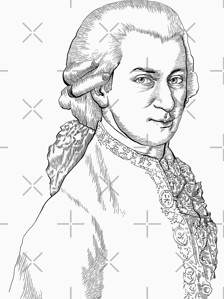 "Wolfgang Amadeus Mozart drawing" T-shirt for Sale by helenacooper ...