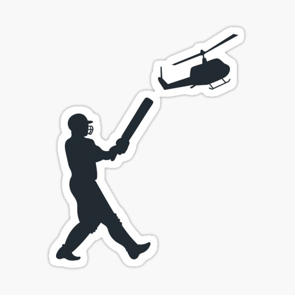 "Helicopter Shot MS Dhoni" Sticker for Sale by Cricketopia | Redbubble