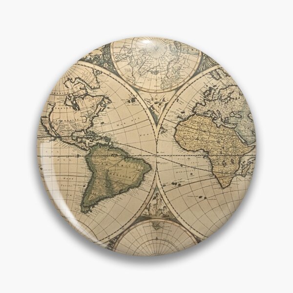 "An Old Map of the World // 1670 Edition No.2" Pin for Sale by ...