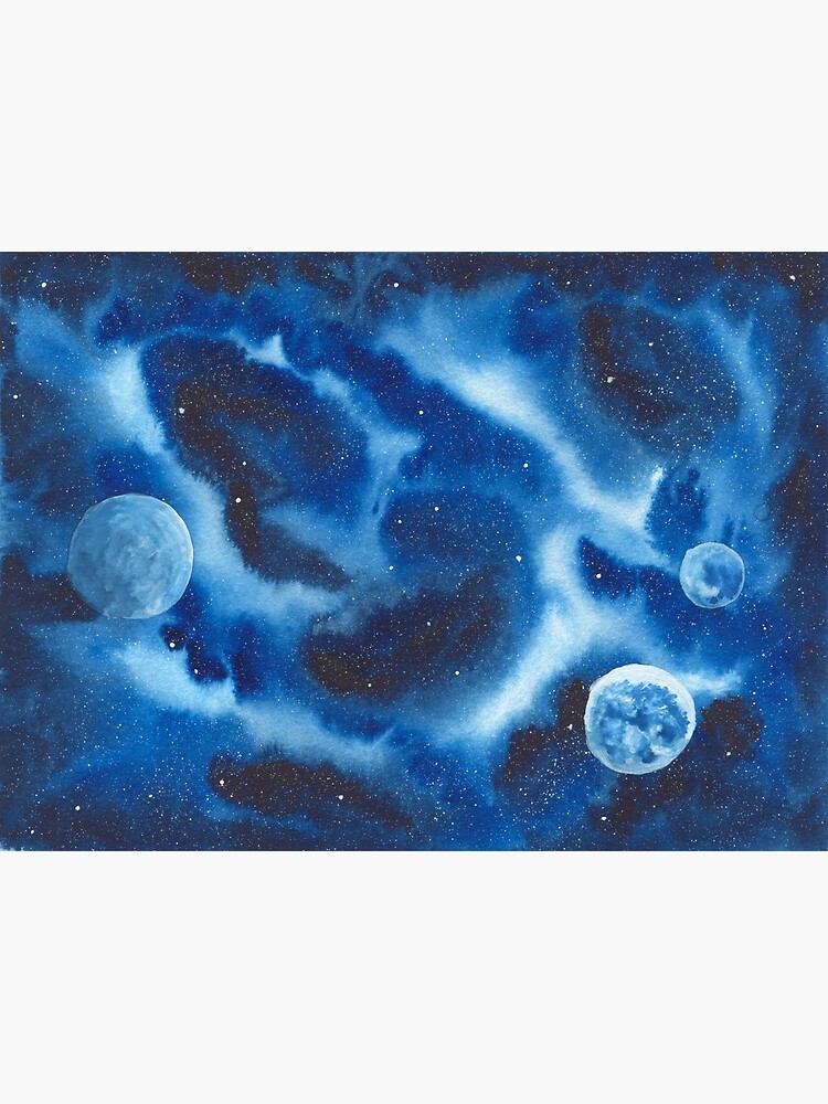 "Blue Nebulae Of Deep Space With Planets Galaxy Painting Design" Art ...