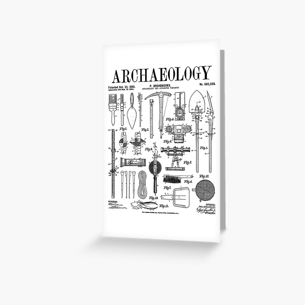 "Archaeologist Archaeology Student Field Kit Vintage Patent" Greeting ...