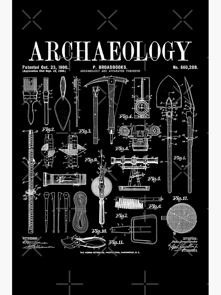 "Archaeologist Archaeology Student Field Kit Vintage Patent" Poster for ...