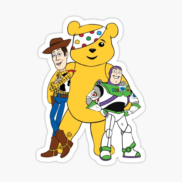 "tesco pudsey bear with cartoons" Sticker for Sale by delightkits ...