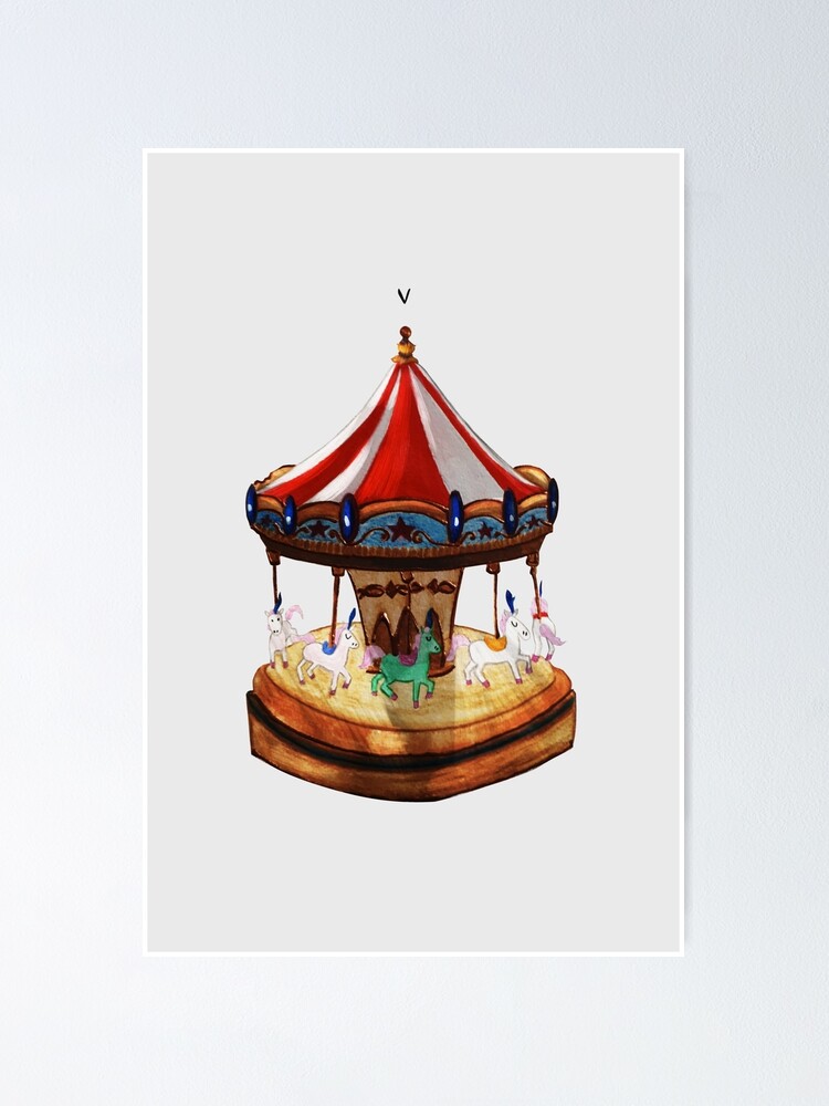 "Carousel Acrylic Watercolour Illustration" Poster for Sale by ...