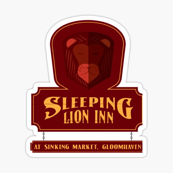 "The Sleeping Lion Inn SIgn " Sticker by Jazomonehomes | Redbubble
