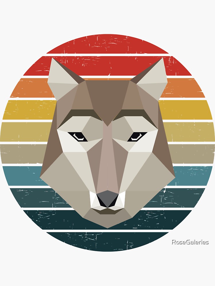 "Vintage Wolf Polygon Geometry Wolves Low Poly Animal" Sticker by ...