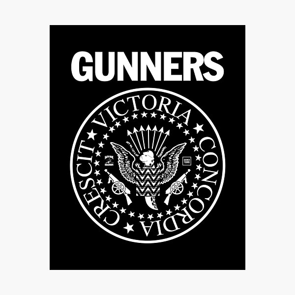 "Hey Ho Let's Go Gunners White Logo" Photographic Print by Goonertoons ...