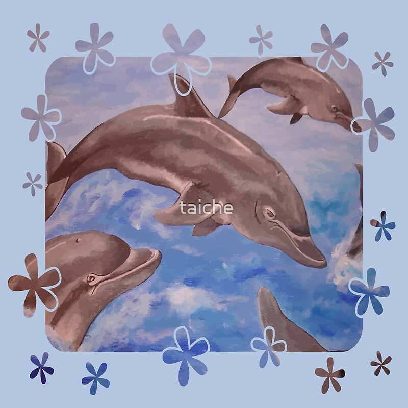 "A Pod of Playful Jumping Dolphins Vector" by taiche | Redbubble