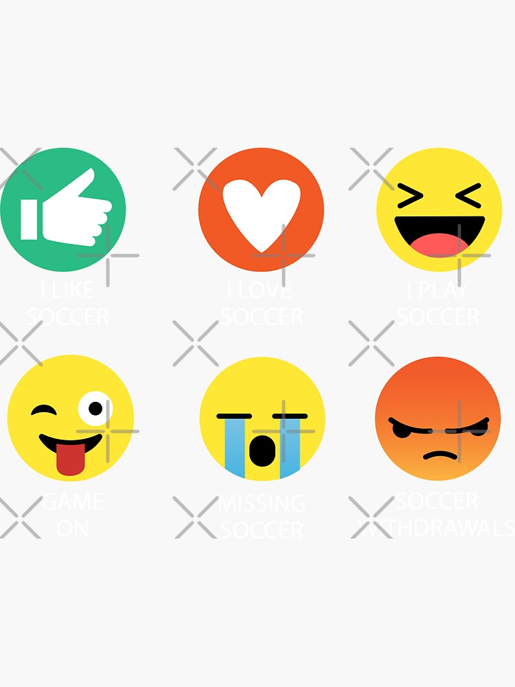 Pegatina «Me encanta Emoticon de emojis de fútbol» de DesIndie | Redbubble