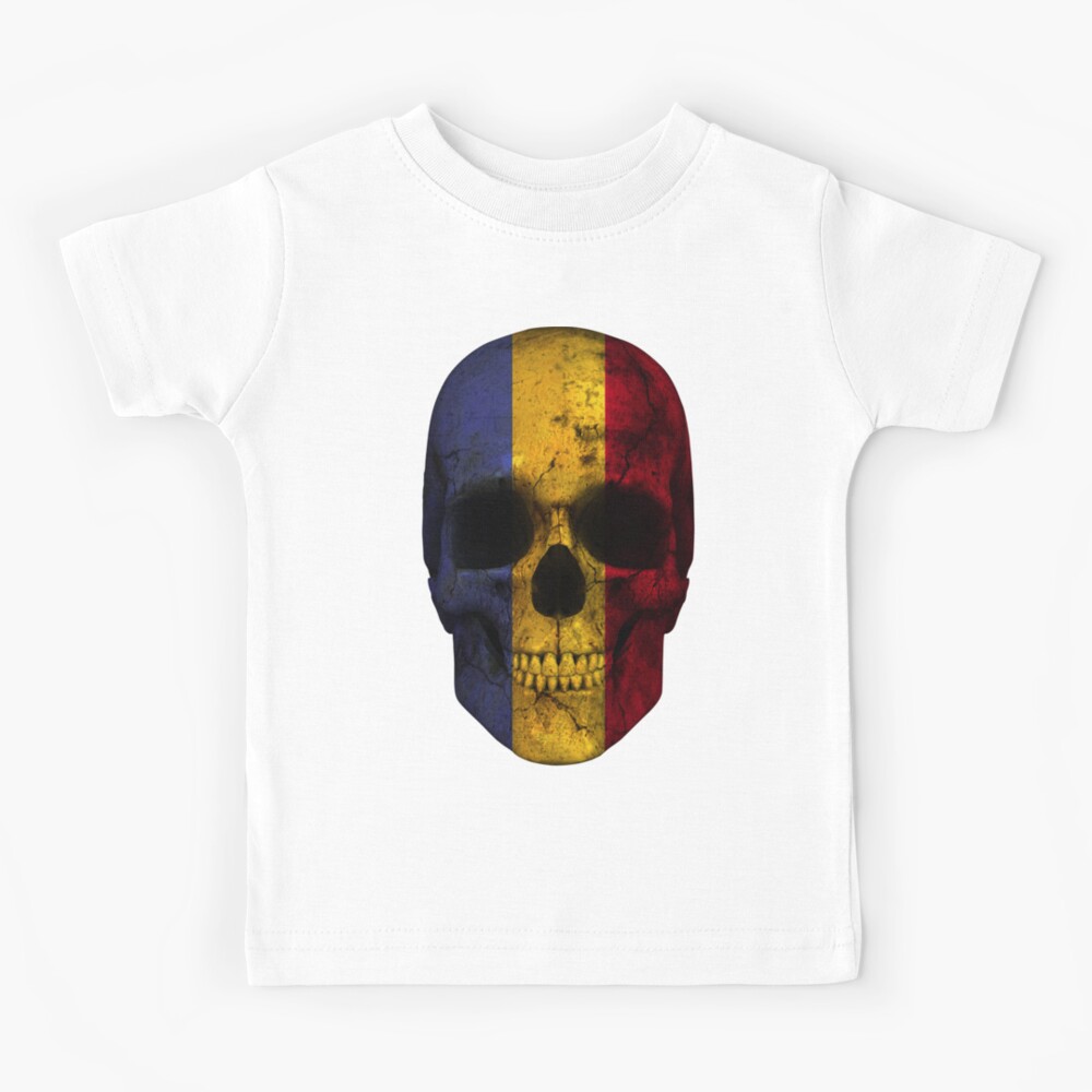 "Skull with Chad Flag Skeleton Chadian Roots Chad Pride" Kids T-Shirt ...