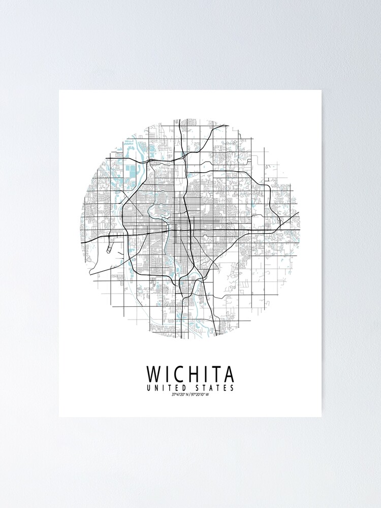"Wichita City Map of Kansas, USA - Circle" Poster for Sale by deMAP ...