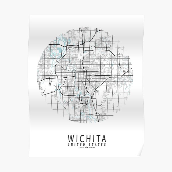 "Wichita City Map of Kansas, USA - Circle" Poster for Sale by deMAP ...