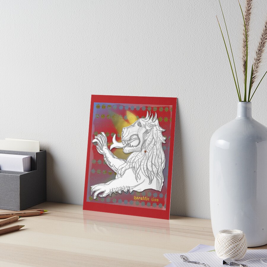 "Medieval Lion Portrait - Heraldic (drawing by ACCI) " Art Board Print ...