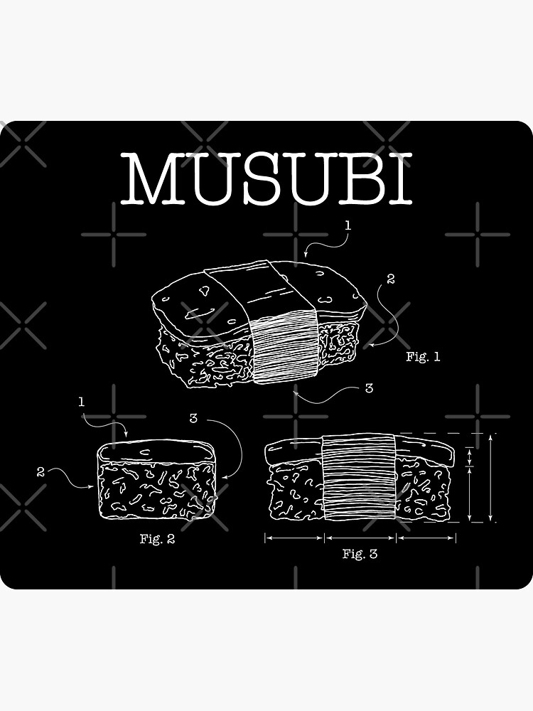 "Funny Musubi Hawaiian Patent Diagram Drawing" Sticker for Sale by ...