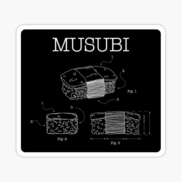 "Funny Musubi Hawaiian Patent Diagram Drawing" Sticker for Sale by ...