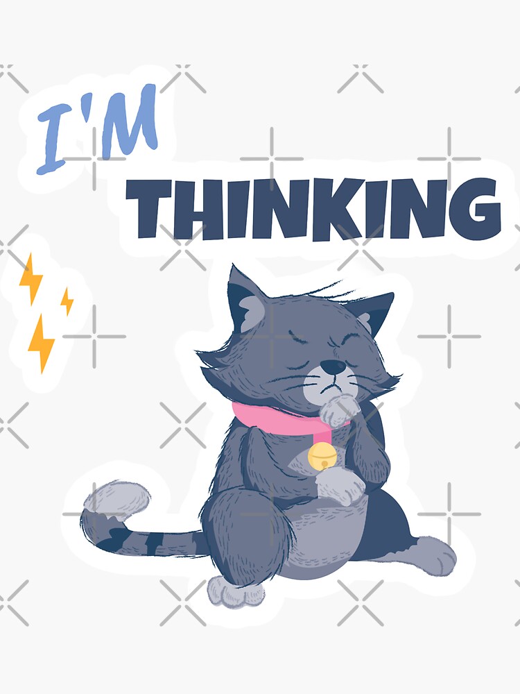 "pondering cat ponder think thinking feline tabby cat petter" Sticker ...