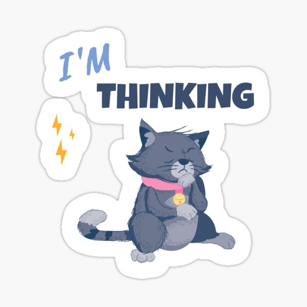 "pondering cat ponder think thinking feline tabby cat petter" Sticker ...