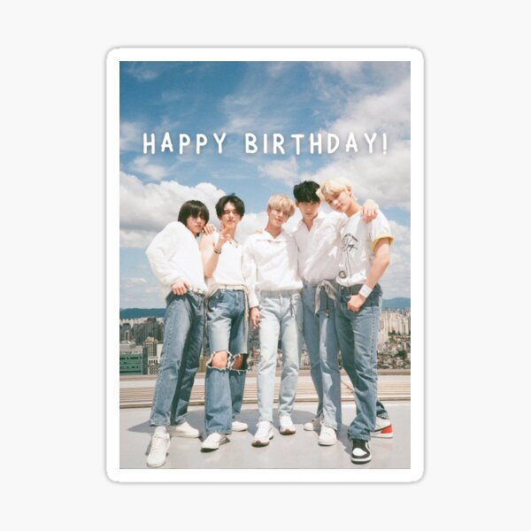 "TXT Birthday Greeting Card 2" Sticker for Sale by KookieStudio | Redbubble