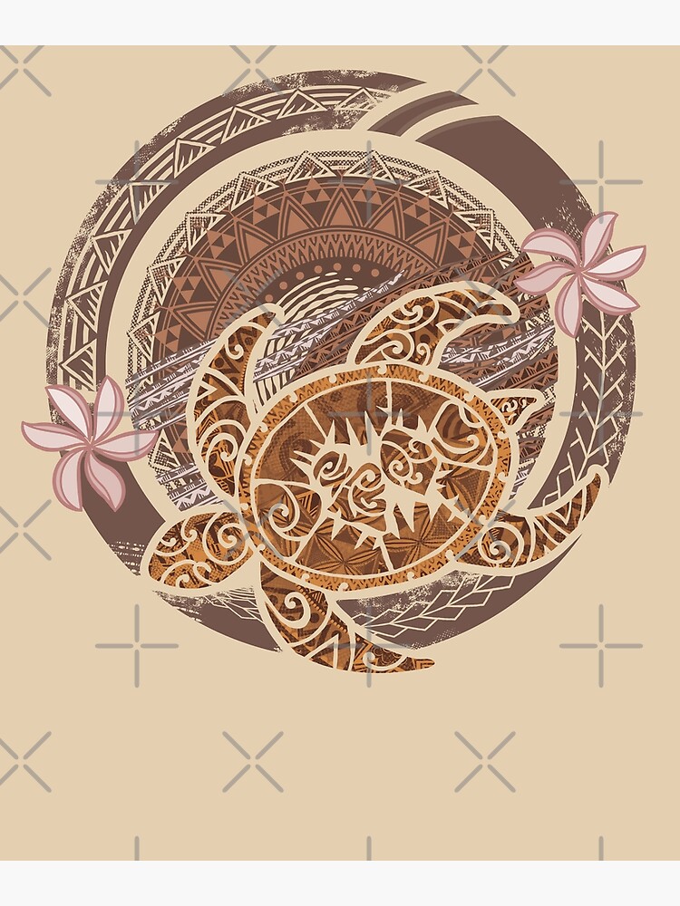 "Vintage Circular Samoan Turtle Dive" Art Print by sunnthreads | Redbubble