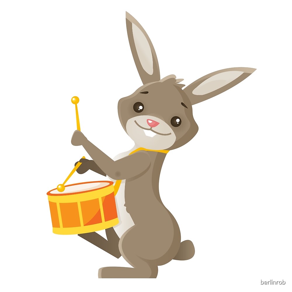 "Funny cartoon rabbit playing drums" by berlinrob | Redbubble